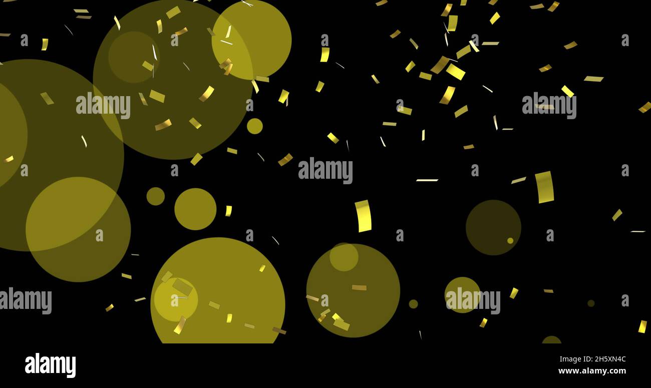 Image of light spots and confetti on black background Stock Photo - Alamy