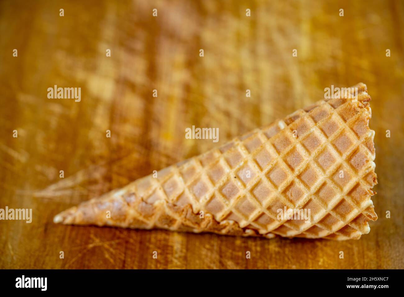 Macro photo of a waffle ice cream cone Stock Photo - Alamy