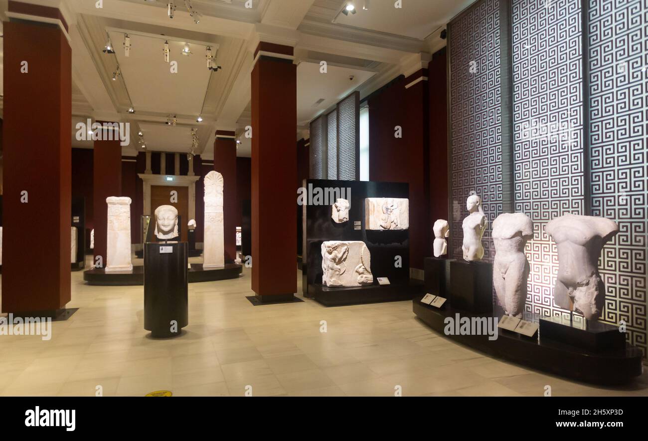 Istanbul, Turkey - January 01, 2021: Interior and exhibits of the main ...