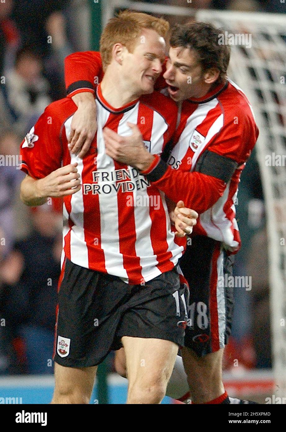 SAINTS V CHARLTON 7-12-03 MICHAEL SVENNSON IS MOBBED BY RORY DELAPP ...