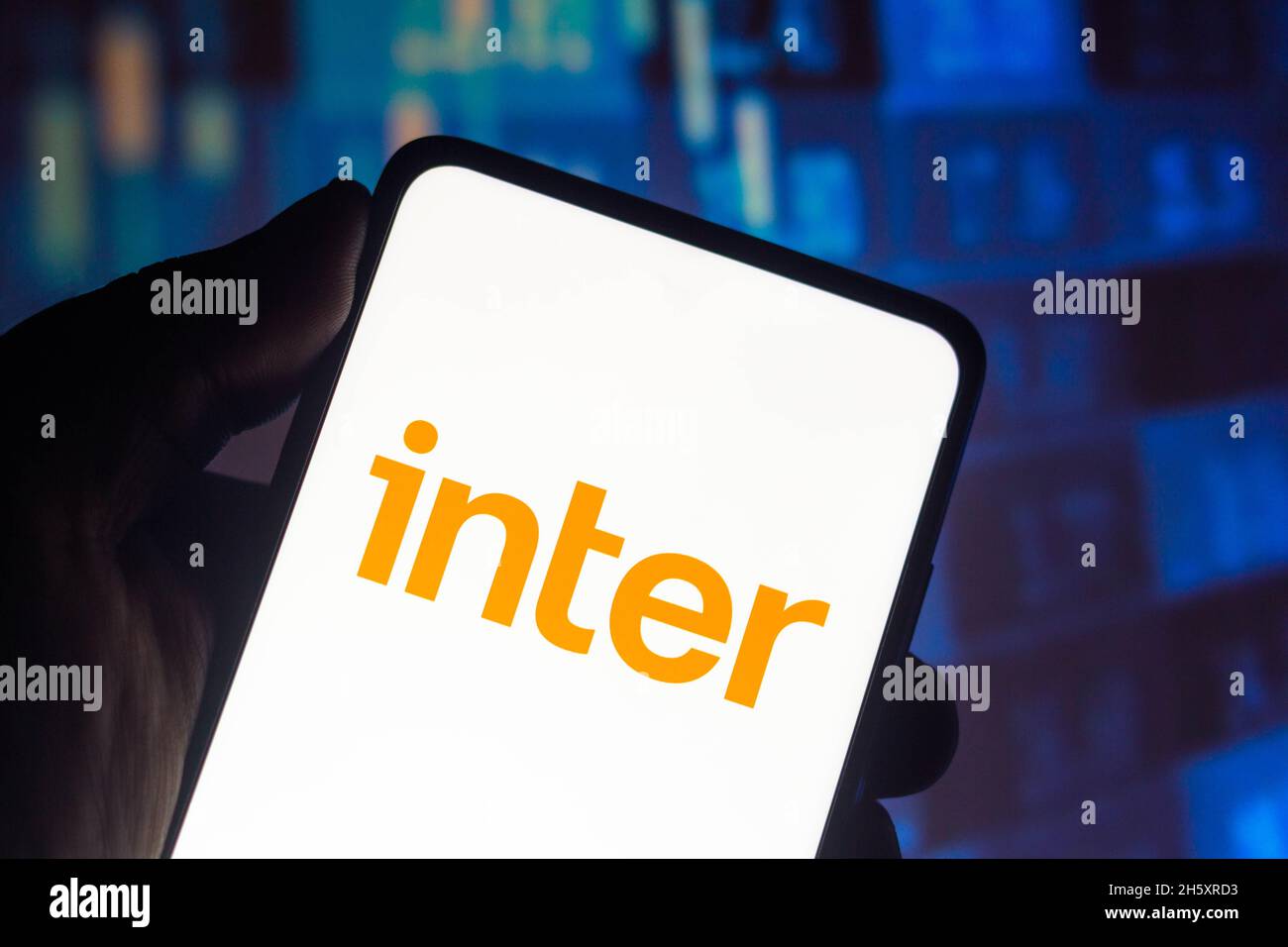 In this photo illustration the Banco Inter logo is seen displayed on a ...