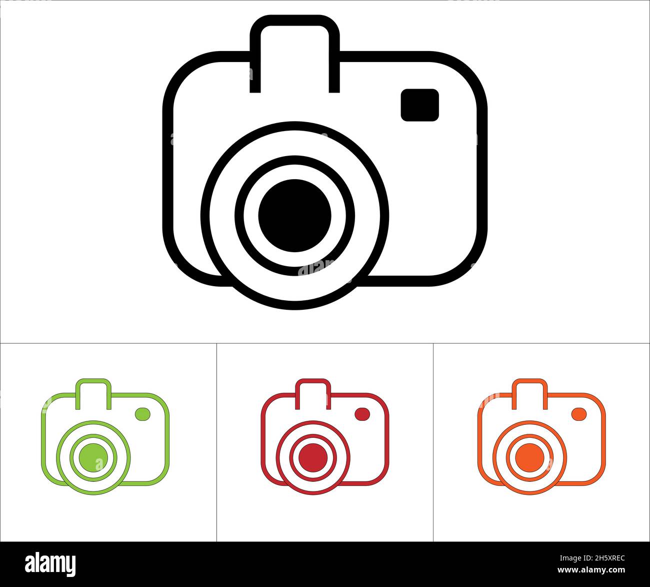 Camera outline icon on a white background. Editable strokes. Vector ...