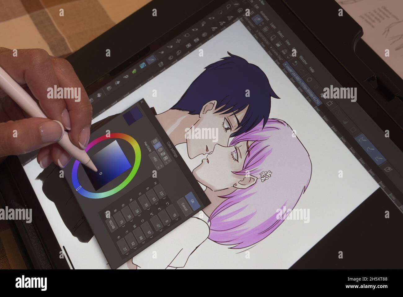 SANTA MARIA CAPUA VETERE, ITALY - Nov 07, 2021: Animator drawing a ...