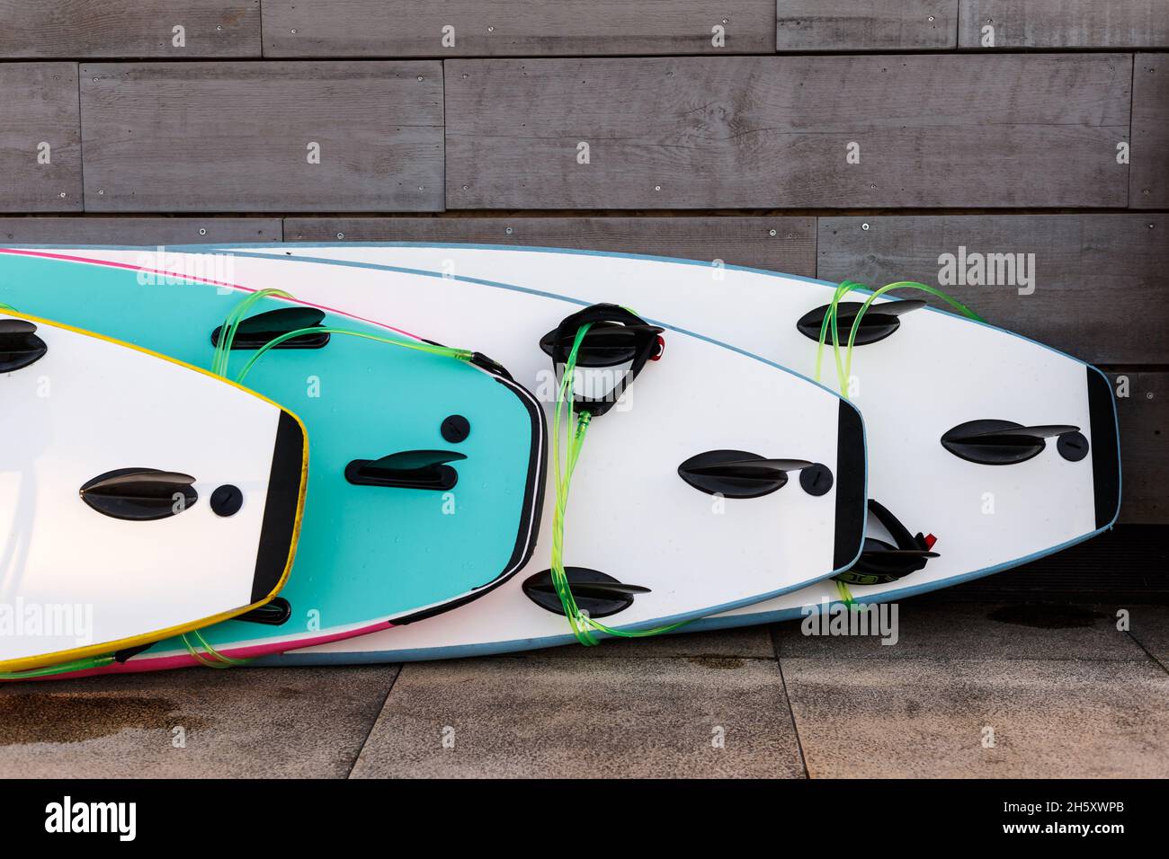 surfboards on the ground at sunset Stock Photo - Alamy