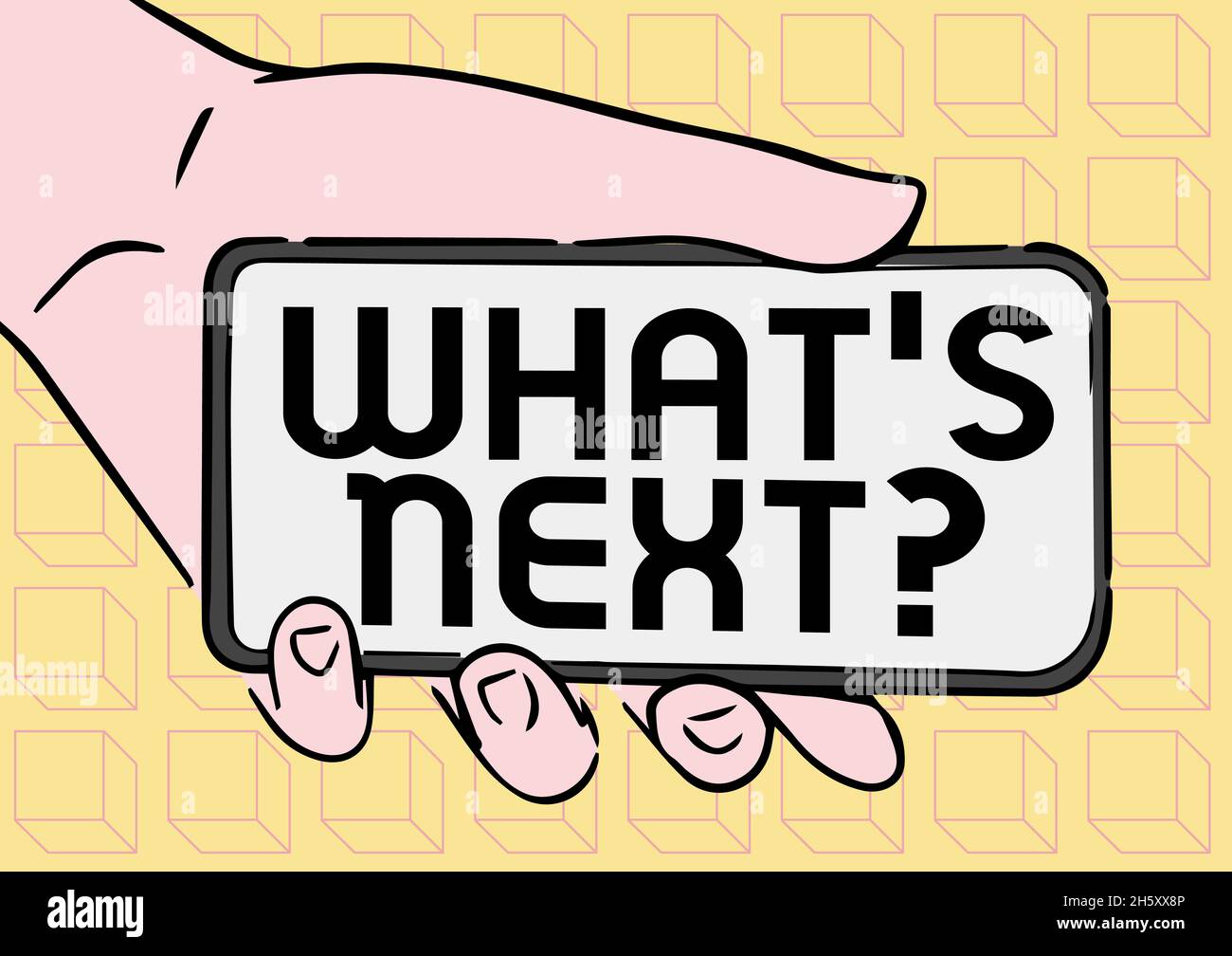 Text caption presenting What S Next Question. Business overview asking ...