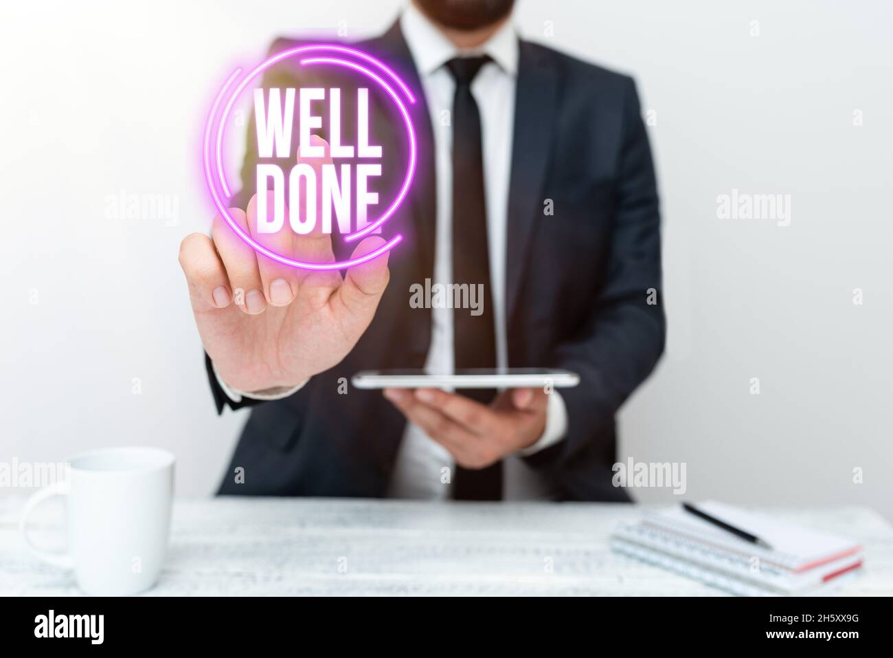 Sign displaying Well Done. Concept meaning used praising person or ...