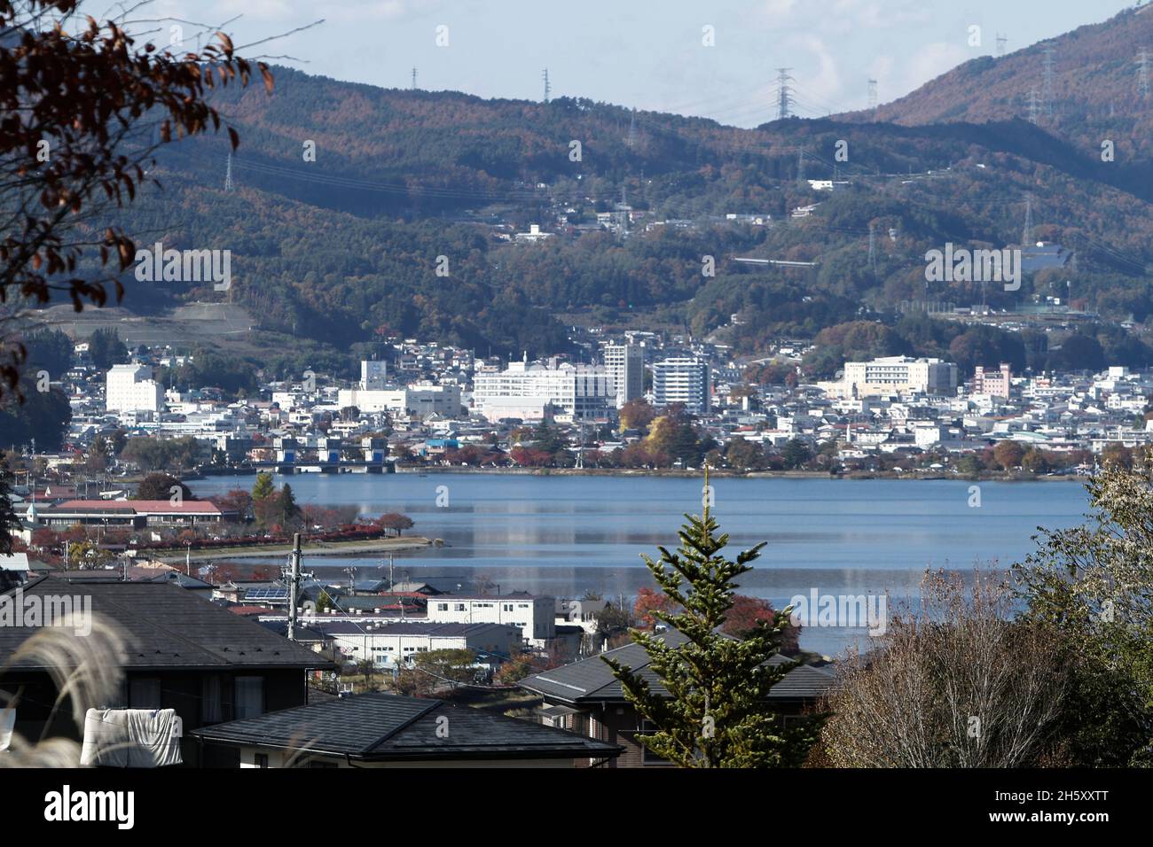 suwa, nagano, japan, 2021-06-11 , Suwa lake seen from the highway ...