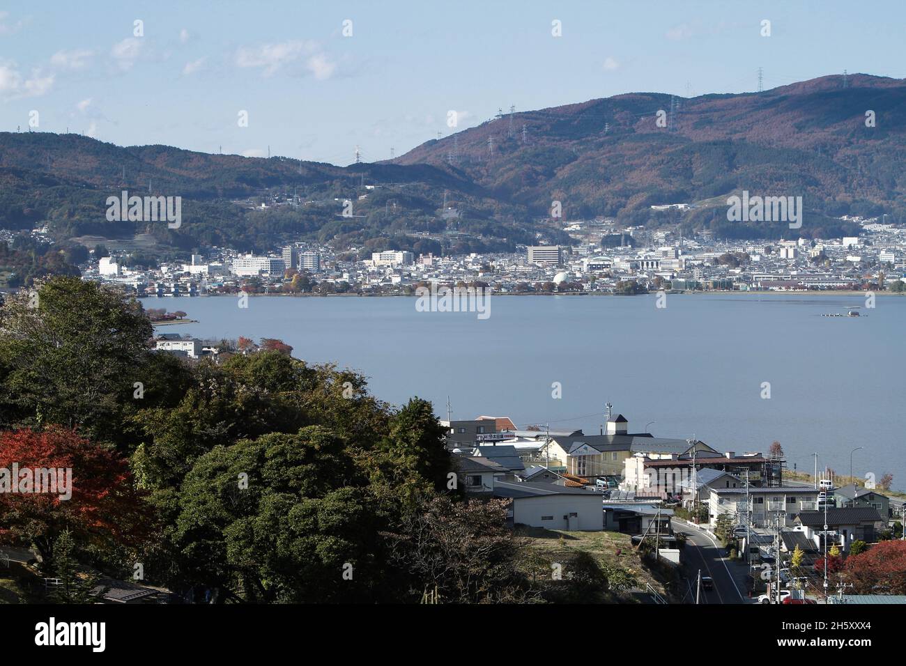 suwa, nagano, japan, 2021-06-11 , Suwa lake seen from the highway ...