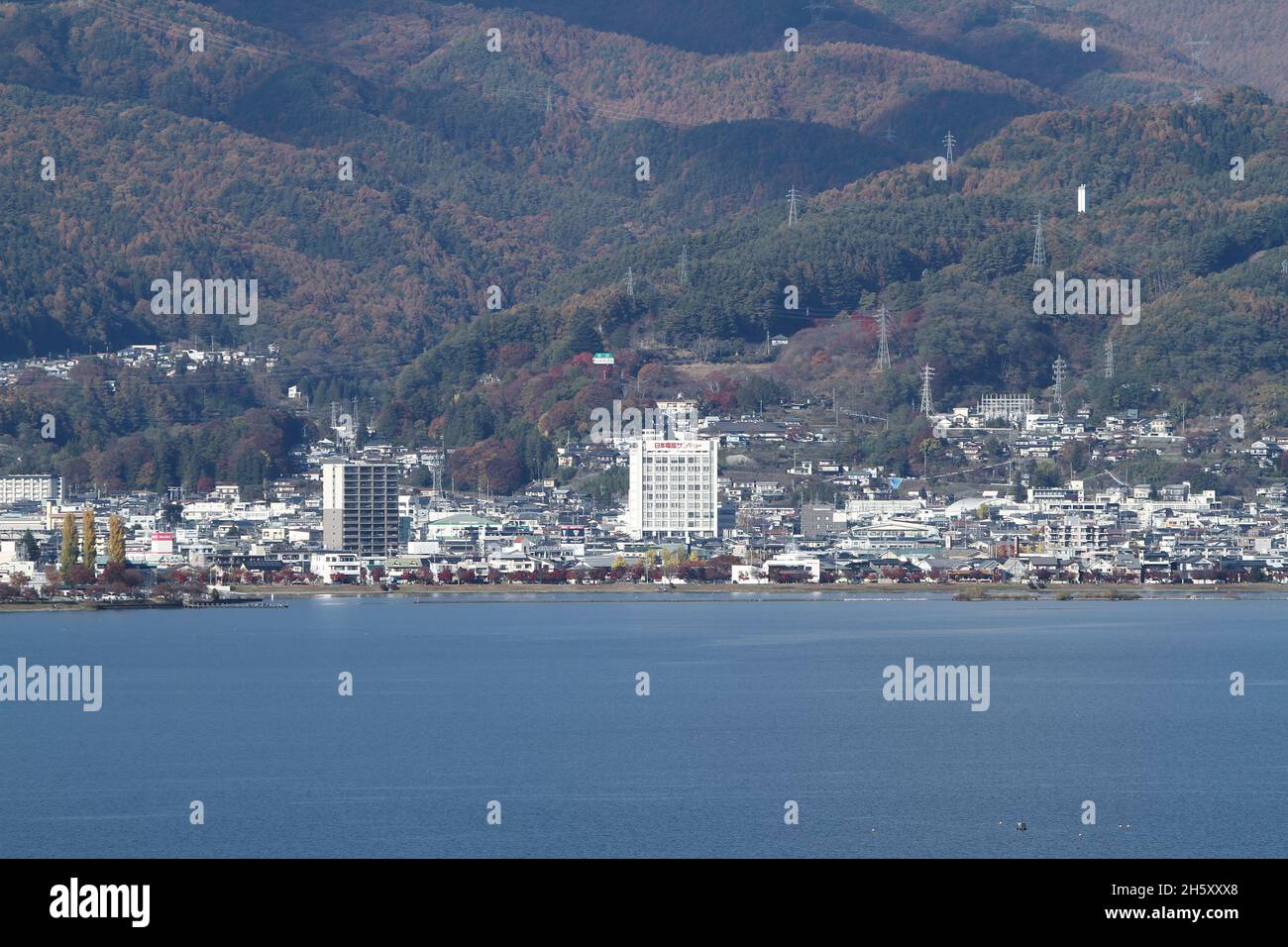 suwa, nagano, japan, 2021-06-11 , Suwa lake seen from the highway ...