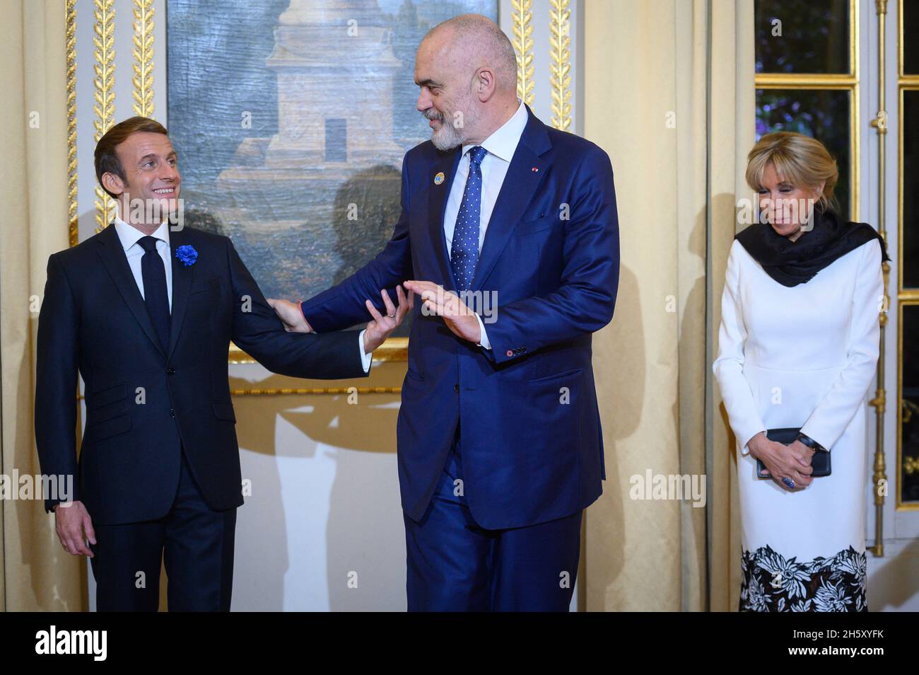 Paris, France. 11th Nov, 2021. French President Emmanuel Macron and his ...