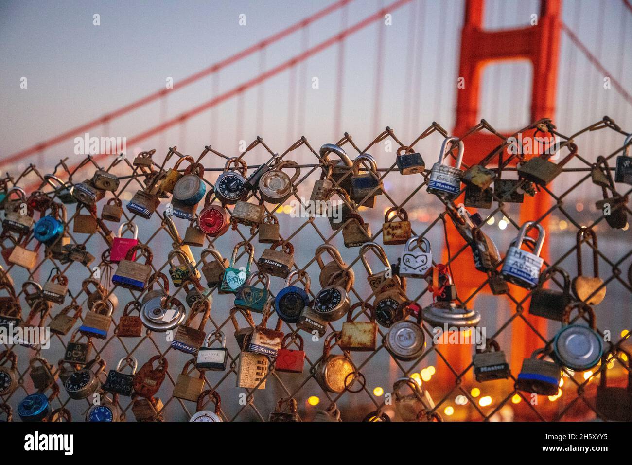 "Love Locks" have taken over a safety fence at the lookout. The Golden ...