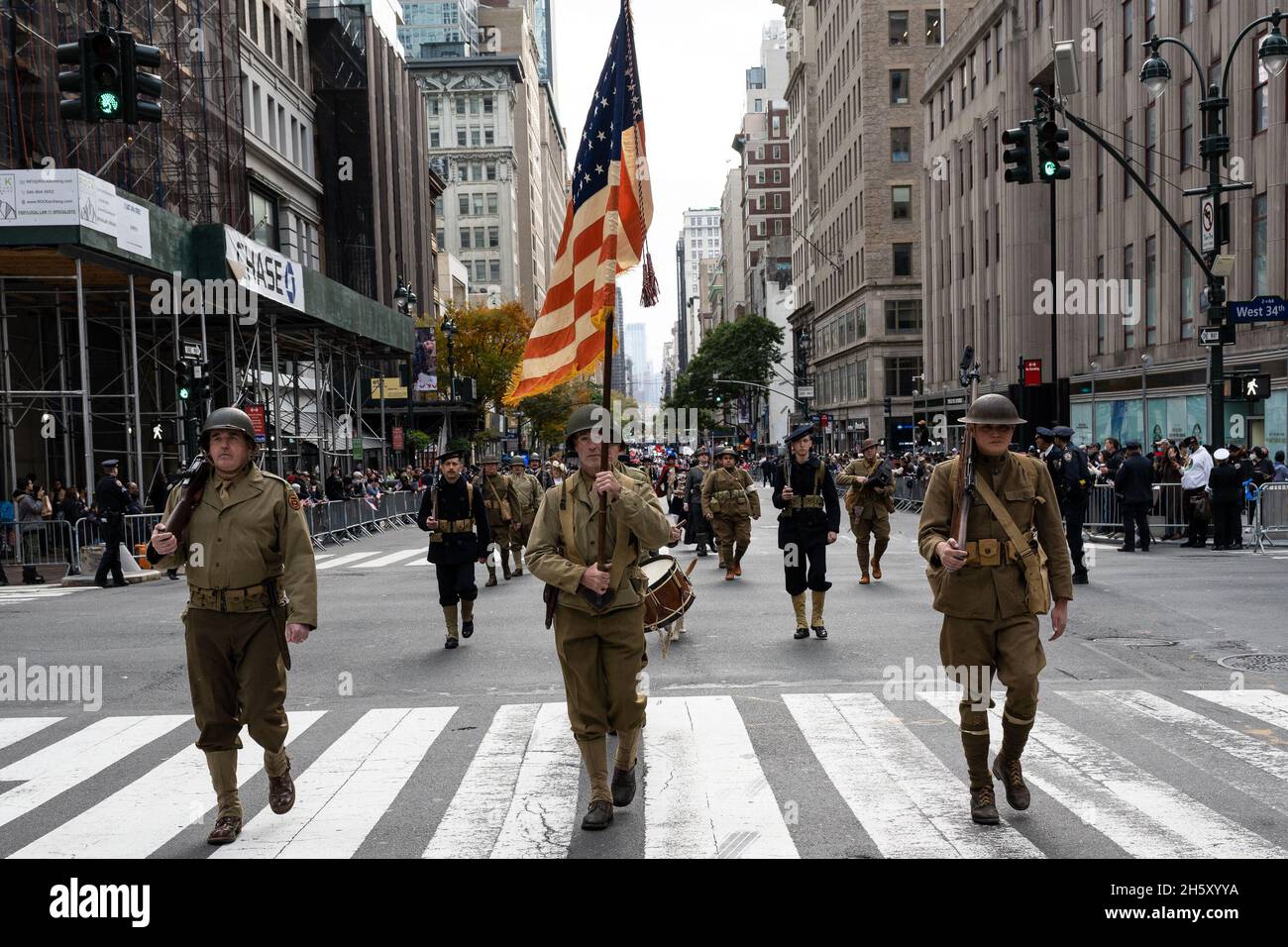 New York, USA. 11th Nov, 2021. Members of the Historical ...