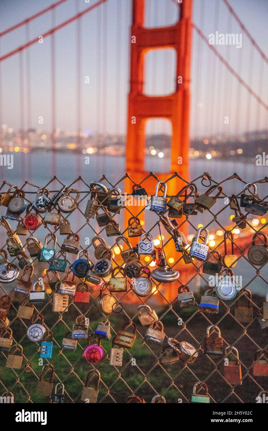 "Love Locks" have taken over a safety fence at the lookout. The Golden ...