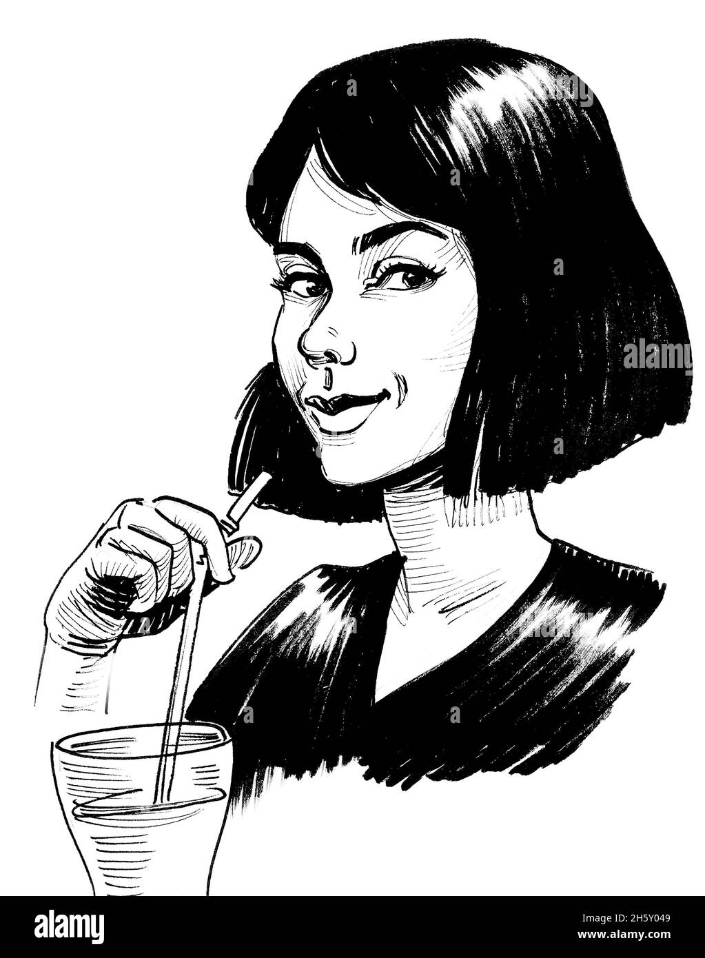 Pretty black girl cartoon Black and White Stock Photos & Images - Alamy