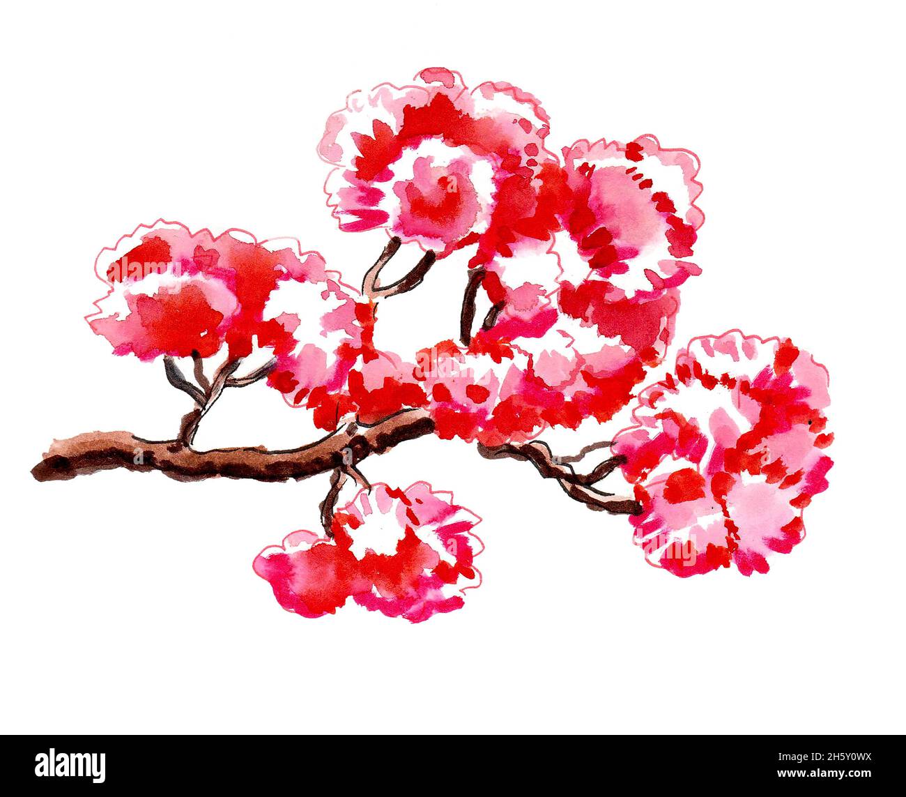 Cherry tree painting Cut Out Stock Images & Pictures - Alamy