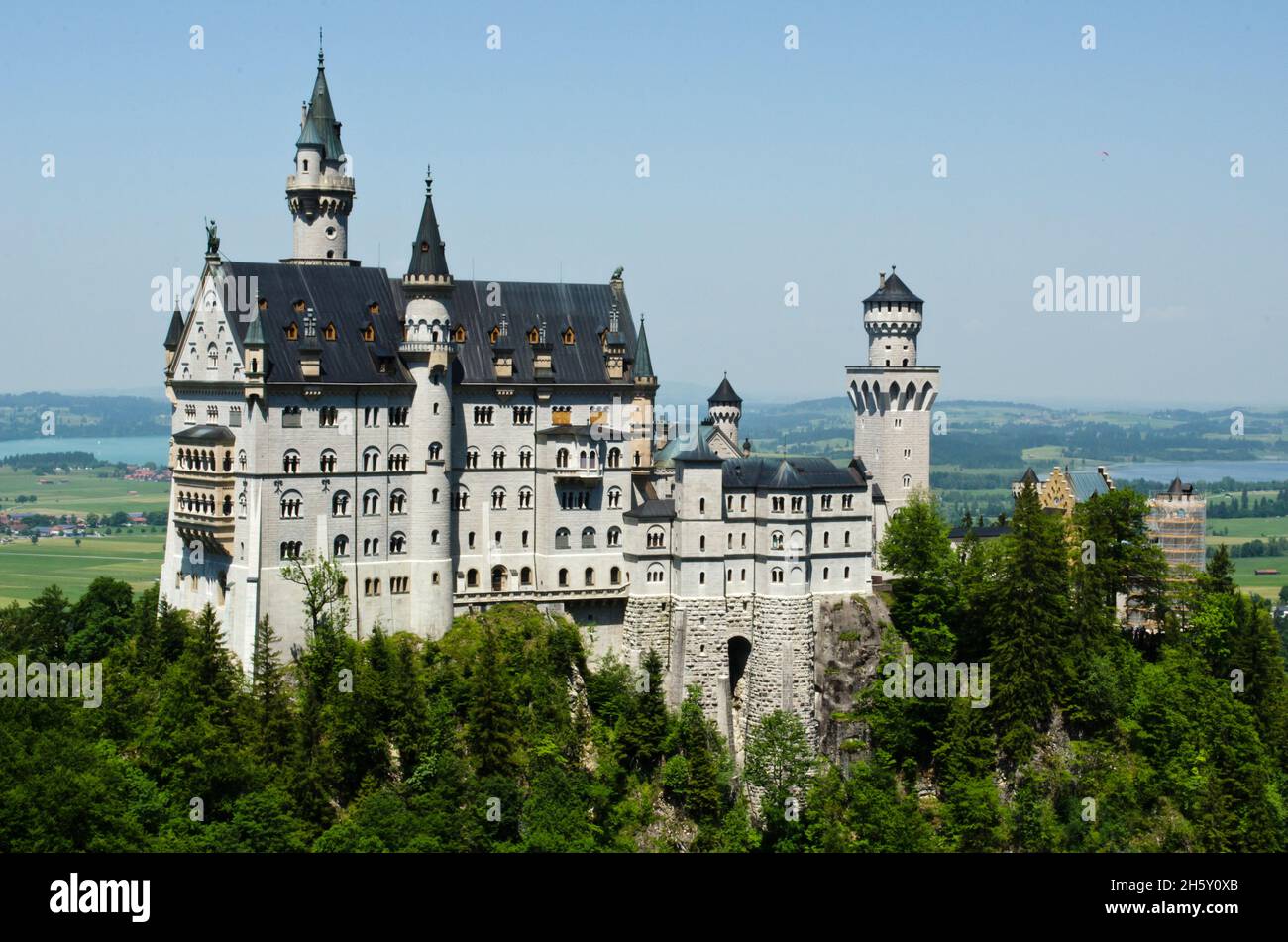Fussen, Germany - June 29, 2019: Famous Neuschwanstein Castle shrouded ...