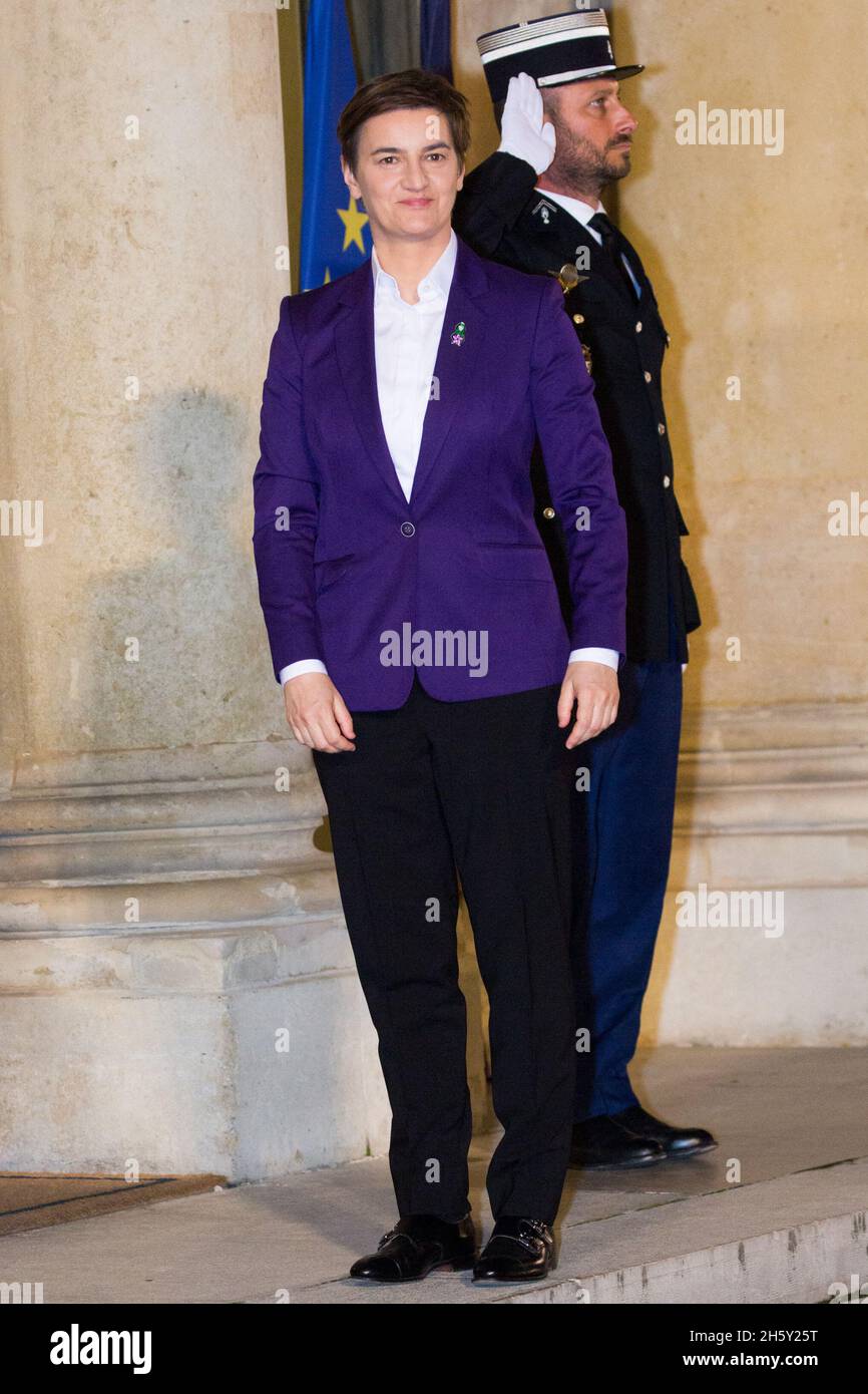 Paris, France. 11th Nov, 2021. Ana Brnabic first minister of Serbie ...
