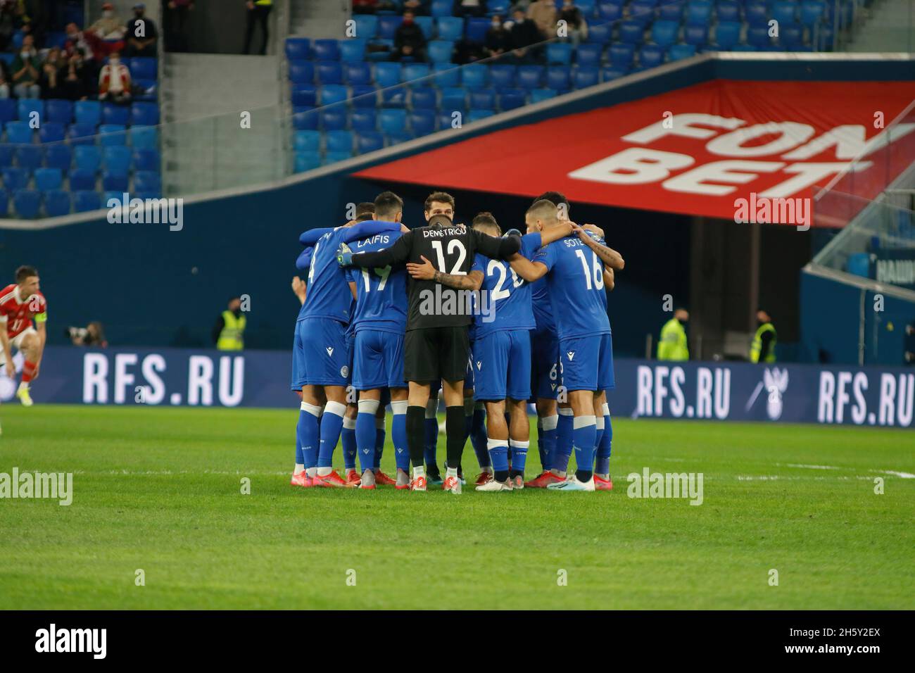 Saint Petersburg, Russia. 11th Nov, 2021. Cyprus team players seen ...