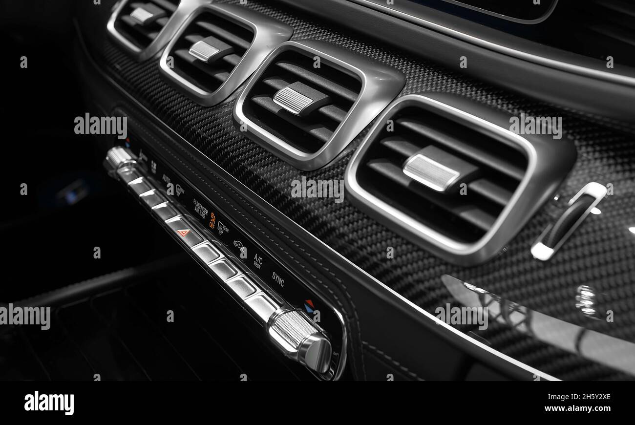 STUTTGART, GERMANY - Oct 16, 2021: A closeup shot of luxury Mercedes ...