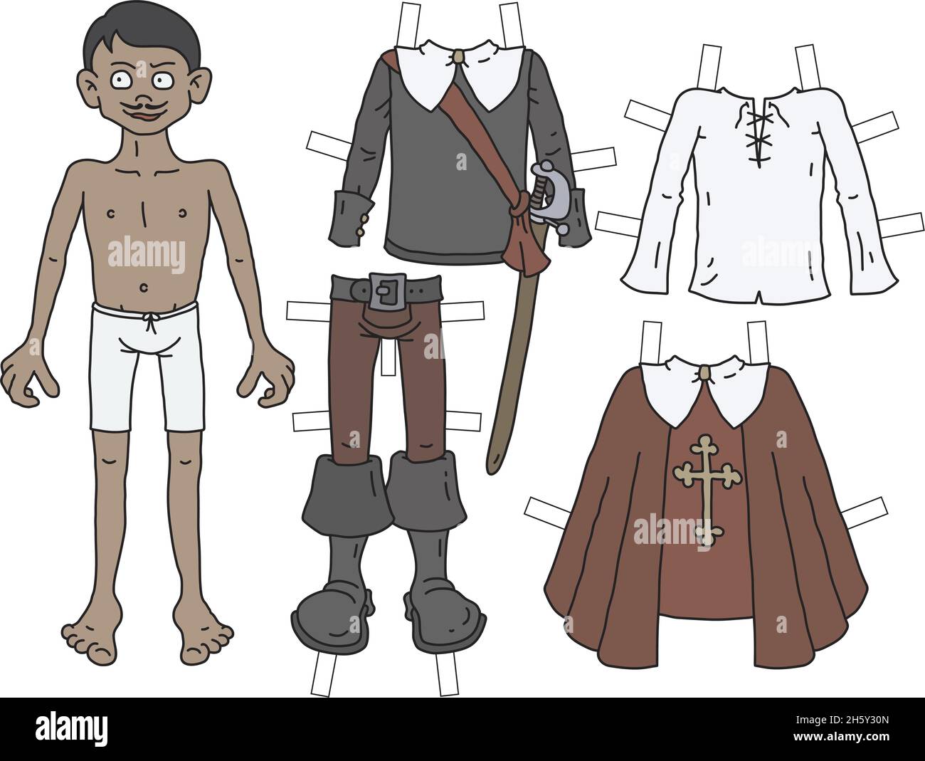 The paper doll funny man of the cardinal guard with cutout clothes ...