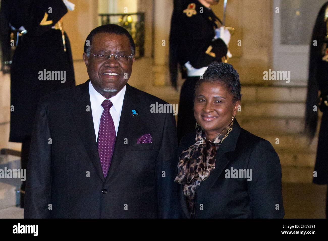 Paris, France. 11th Nov, 2021. Hage Geingob Namibie president and his ...