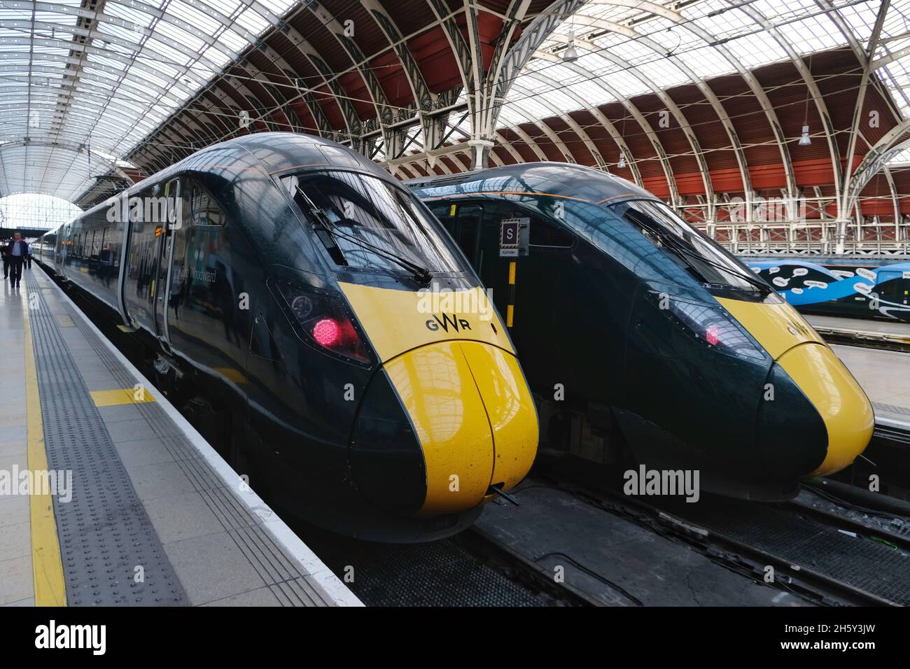 Two Great Western Railway Intercity trains stand at the platform in ...