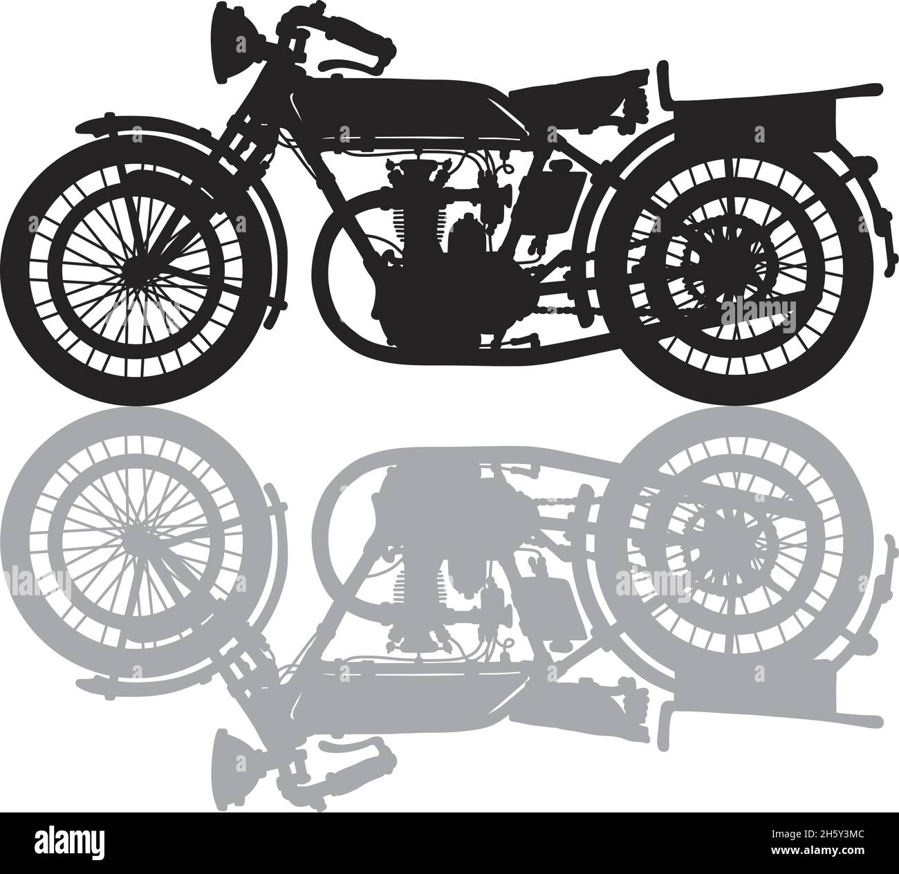 The black silhouette of a vintage motorcycle with a shadow Stock Vector ...