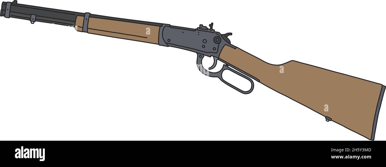 The vectorized hand drawing of a recent winchester repeating rifle ...