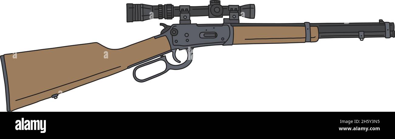 The vectorized hand drawing of a classic winchester repeating rifle ...
