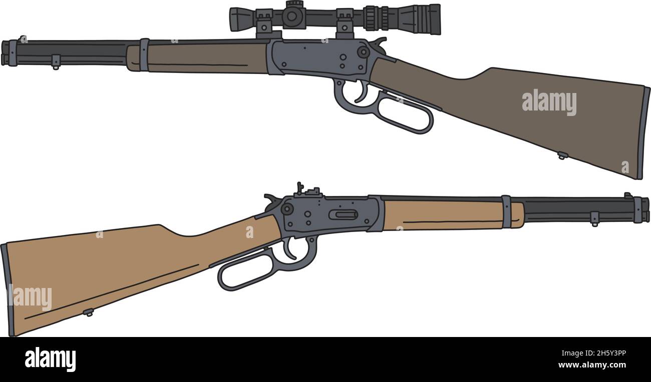 The vectorized hand drawing of two recent classical winchester ... The vectorized hand drawing of two recent classical winchester ...