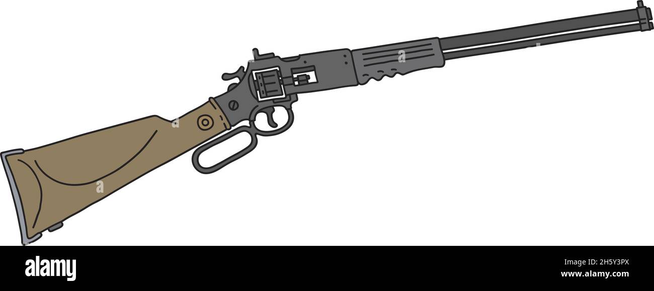 The vectorized hand drawing of a recent revolver repeating rifle Stock ...