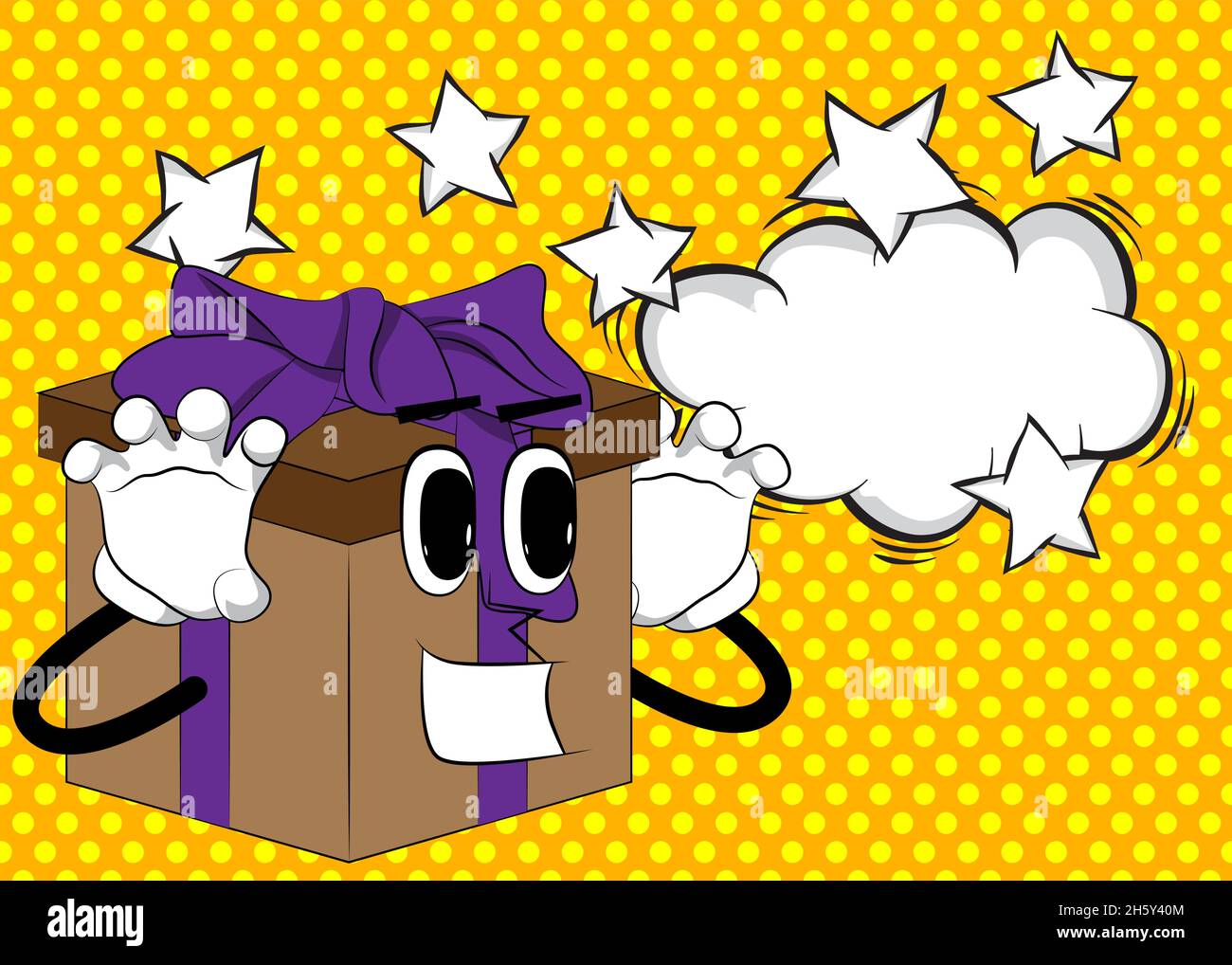 Gift Box with is trying to scare you as a cartoon character. Holiday ...
