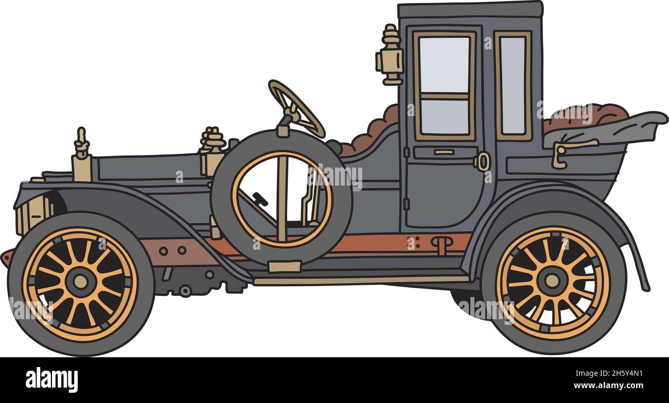 The vectorized hand drawing of a vintage black limousine Stock Vector ...