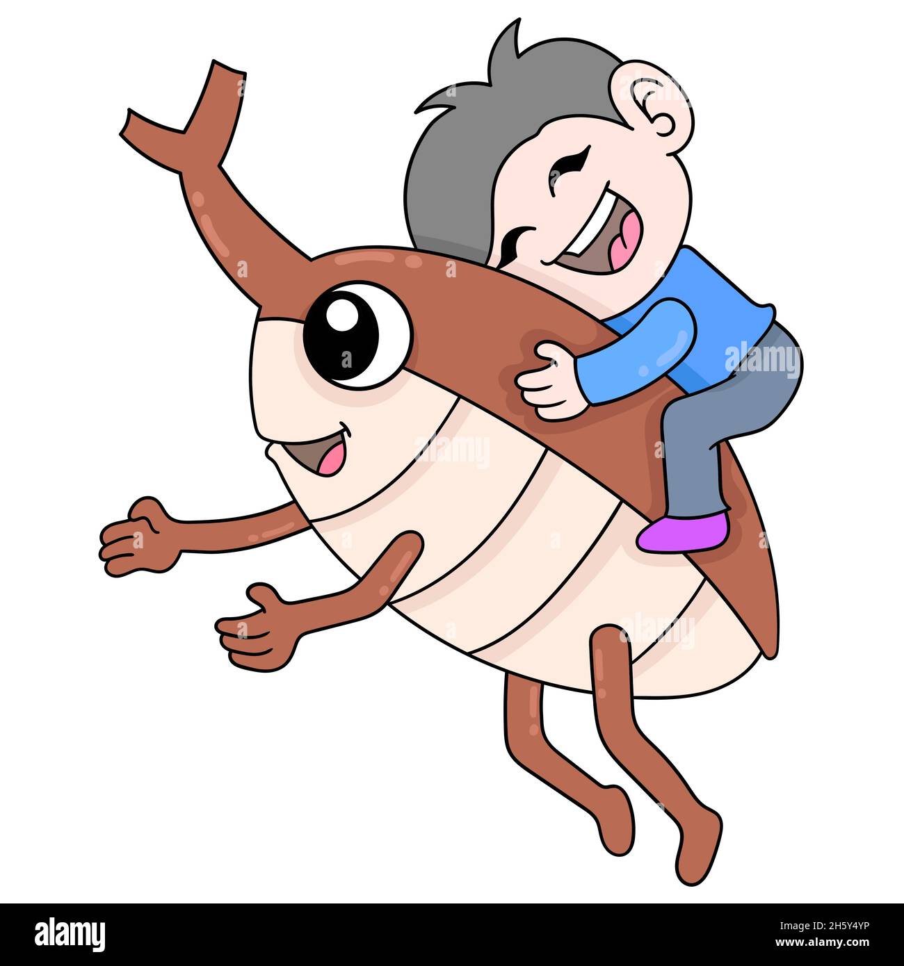 boy is imagining riding a giant beetle Stock Vector Image & Art - Alamy