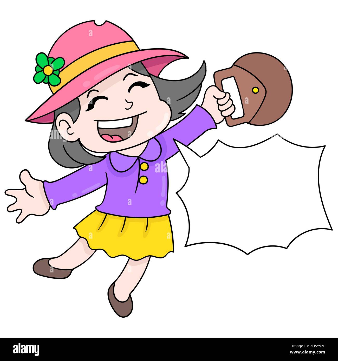 beautiful girl is happy face welcoming Stock Vector Image & Art - Alamy