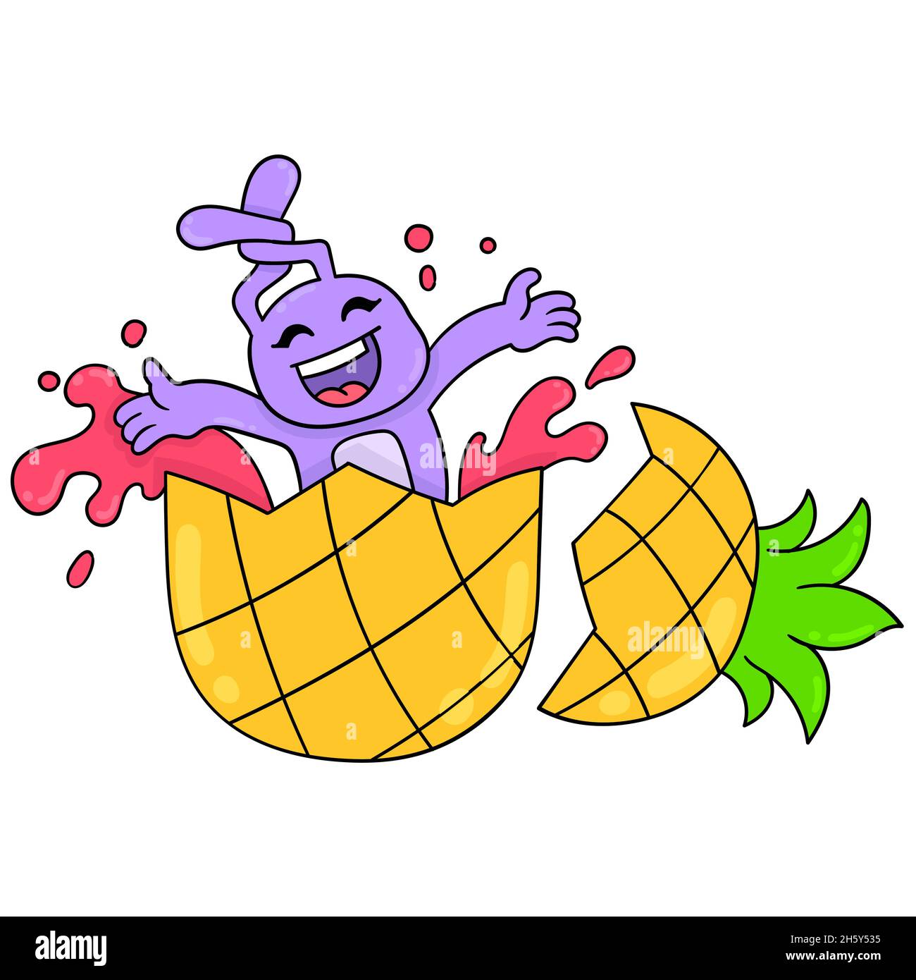 the purple rabbit animal is happy pineapple Stock Vector Image & Art ...