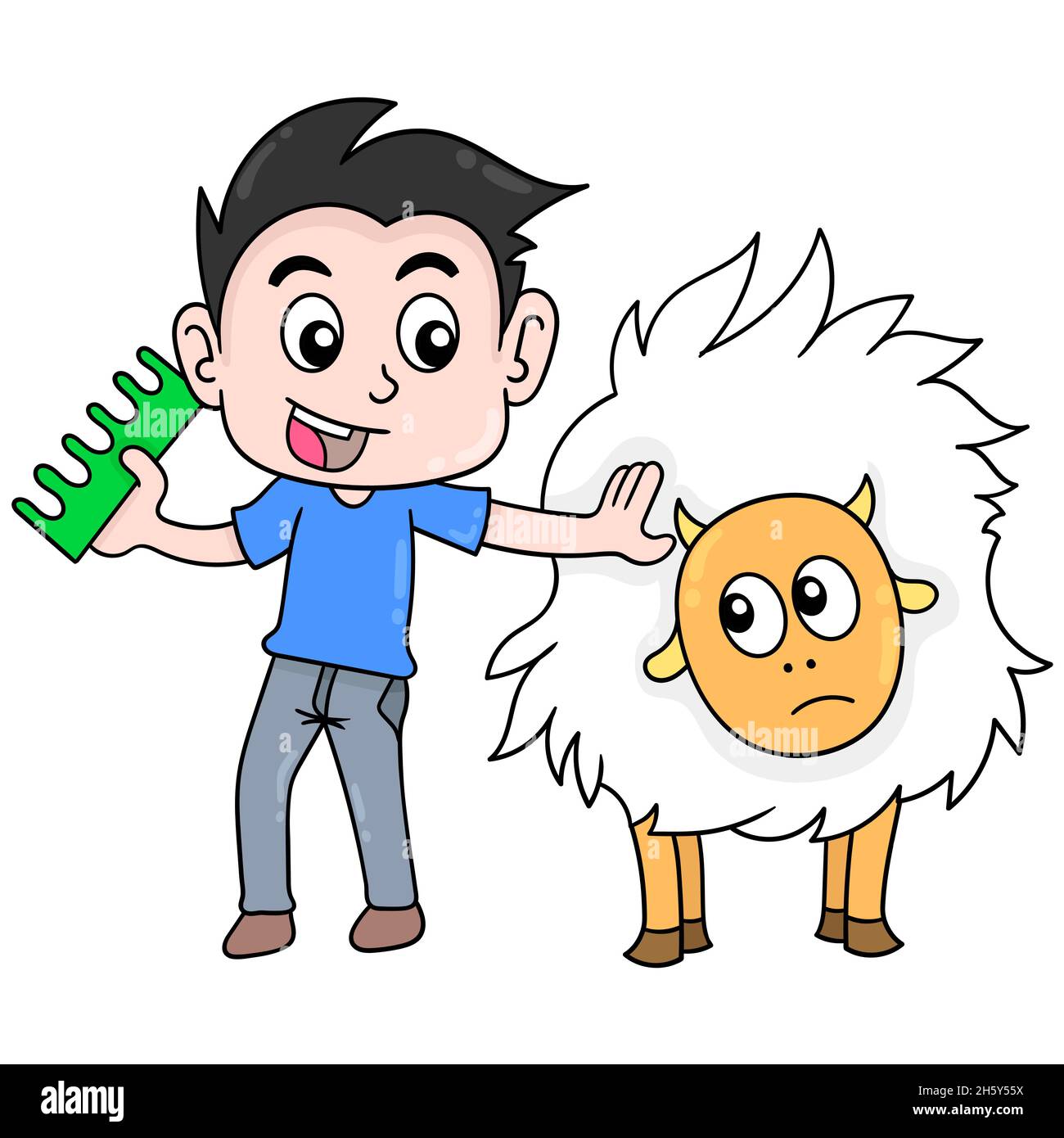 Cartoon boy with comb hi-res stock photography and images - Alamy