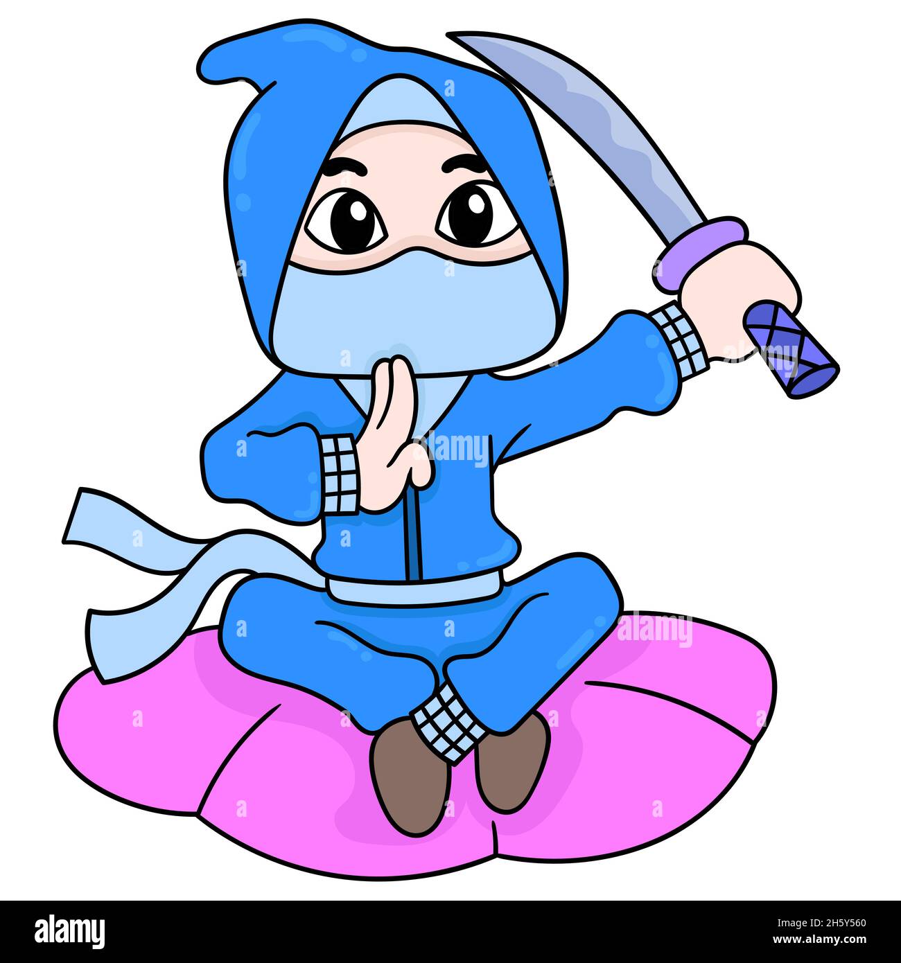 ninja dressed in veil is sitting on a lotus Stock Vector Image & Art ...