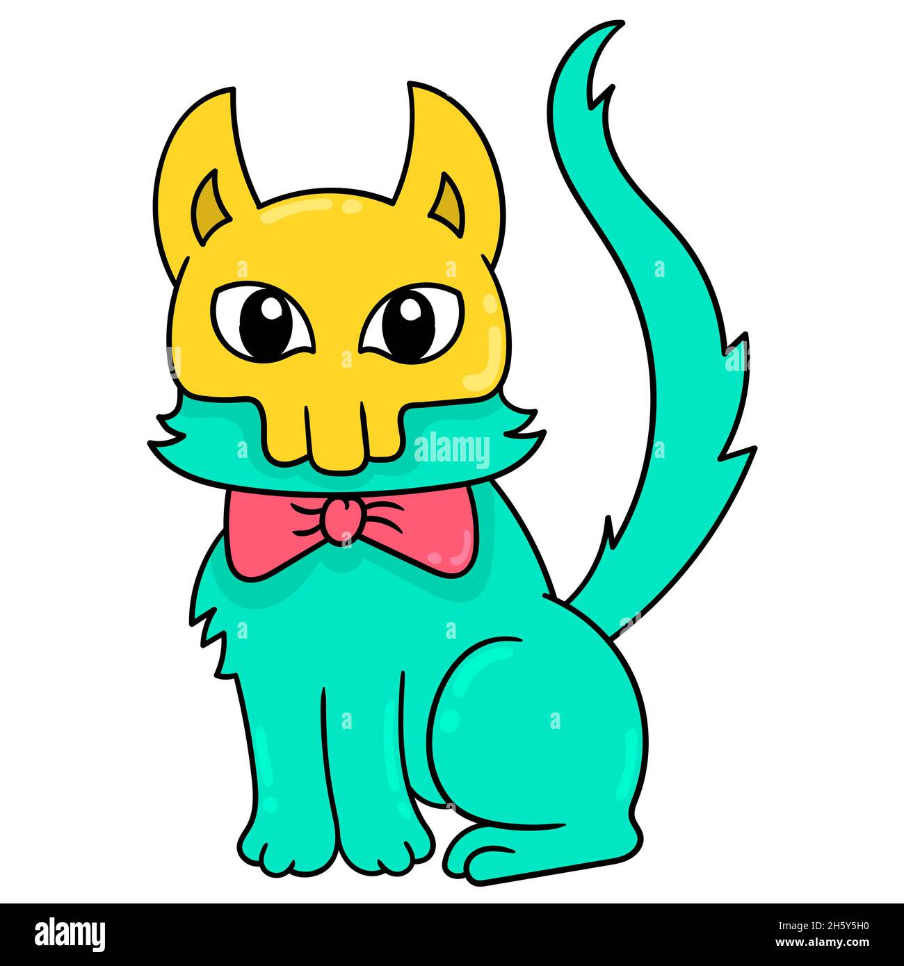 skull masked cat pretending to be ghost Stock Vector Image & Art - Alamy