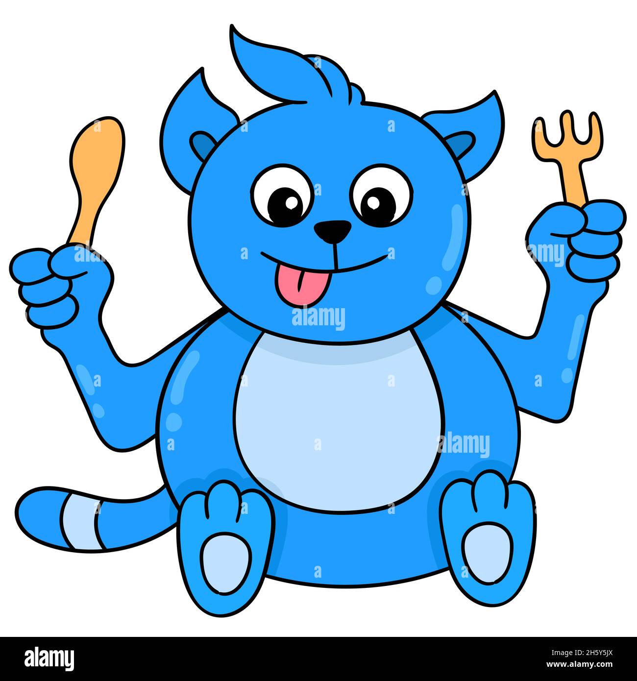 Blue cartoon fat cat Stock Vector Images - Alamy