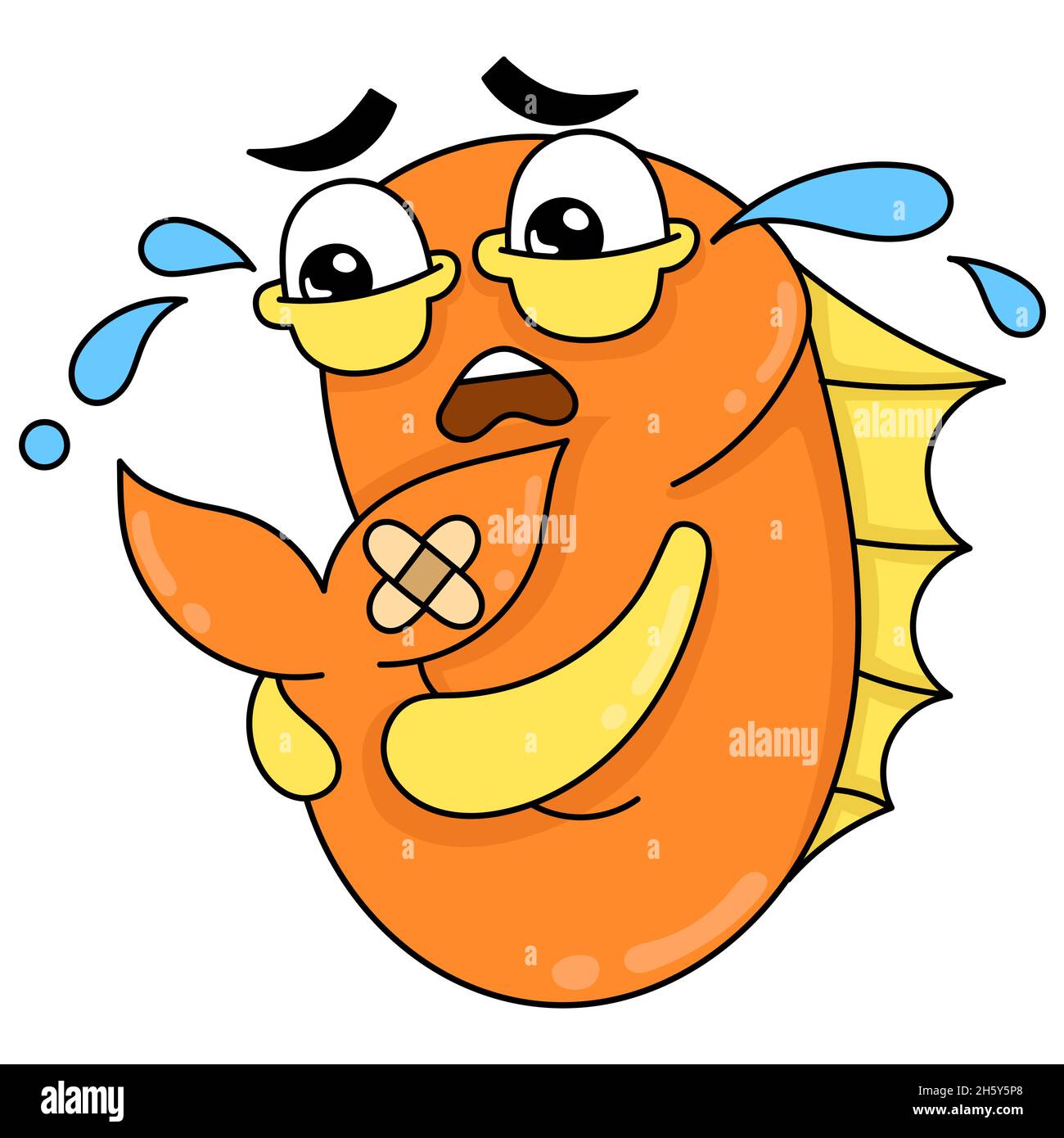 goldfish is sad crying tears because his tail hurts Stock Vector Image ...