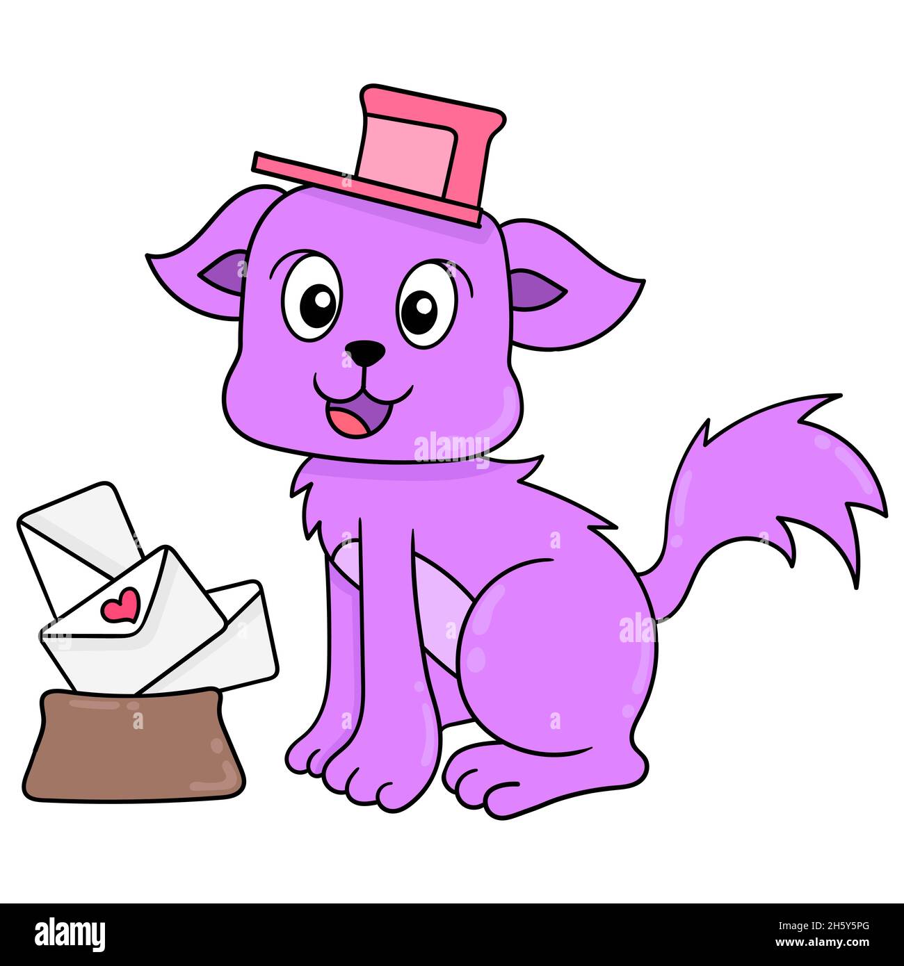 the purple dog is carrying the postal mail to deliver Stock Vector ...