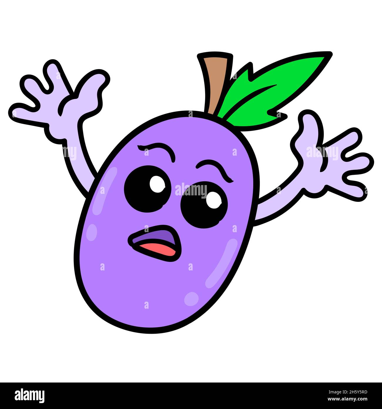 purple fruit with a scared face waving hand Stock Vector Image & Art ...