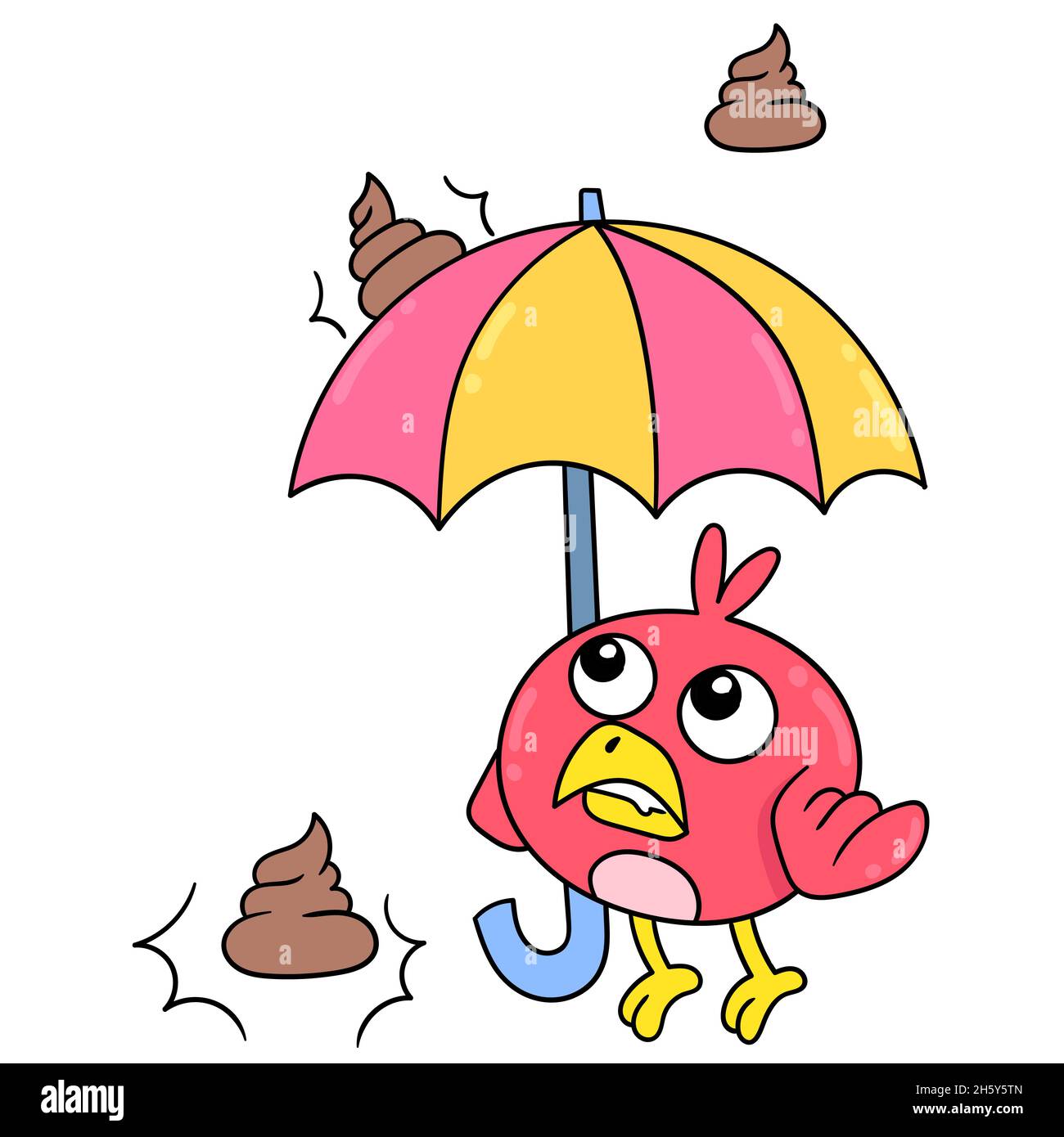 baby bird holding umbrella avoiding the rain poop Stock Vector Image ...