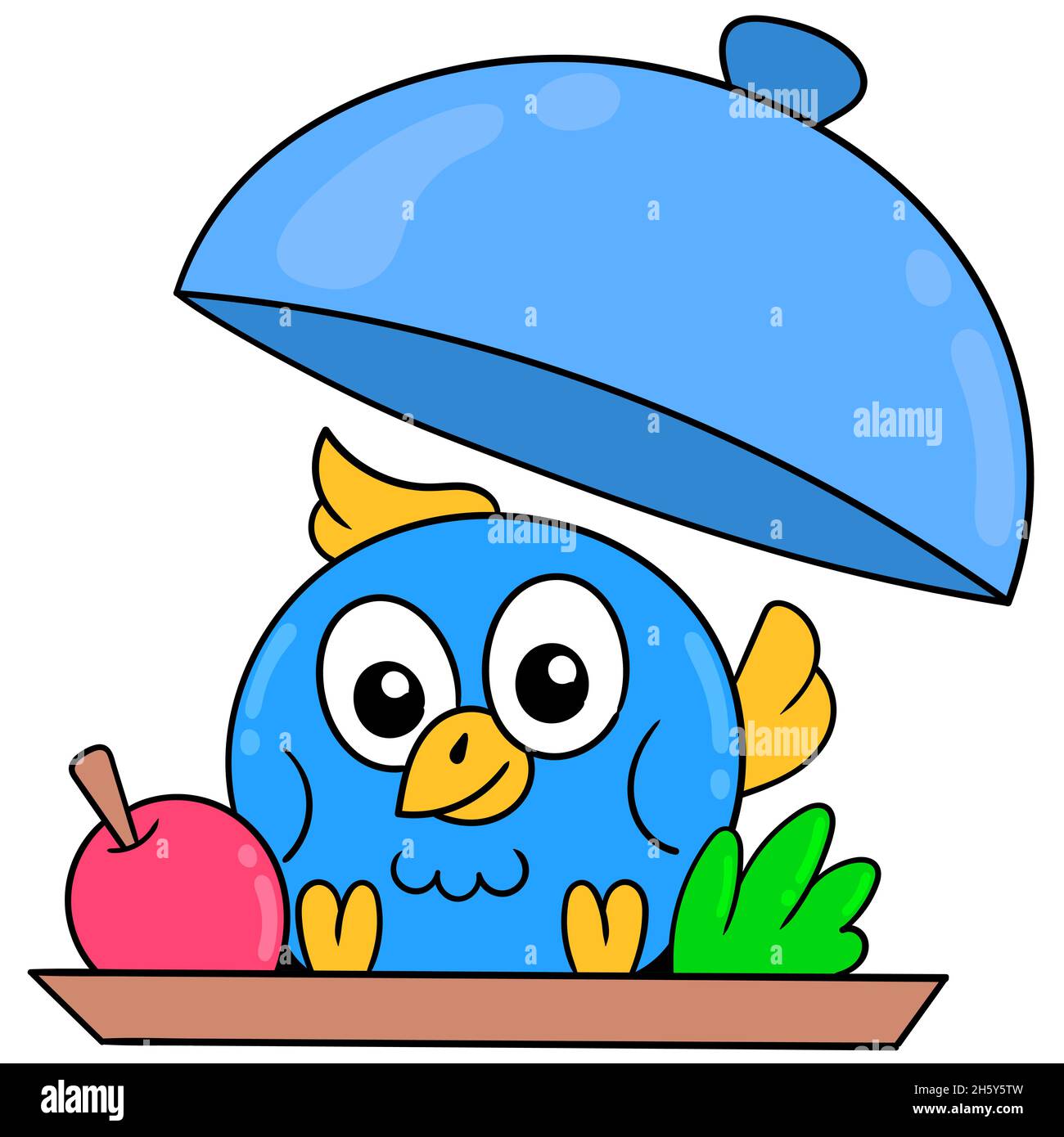 cute blue bird is in the food served Stock Vector Image & Art - Alamy