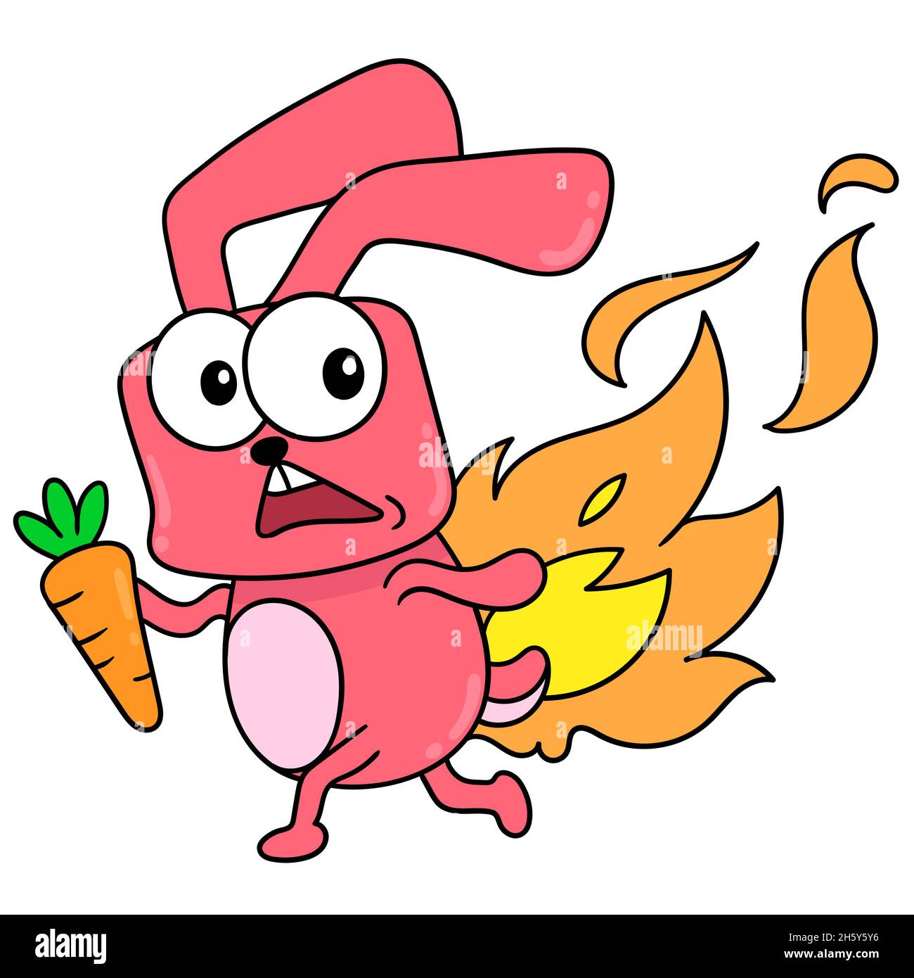 the rabbit is walking scared because its tail is on fire Stock Vector ...