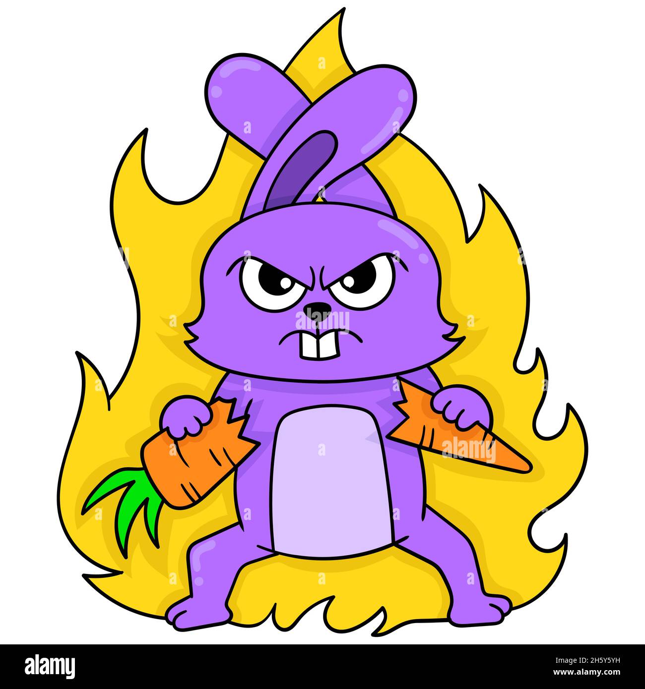 the rabbit is in high emotions at the peak of anger breaking a carrot ...