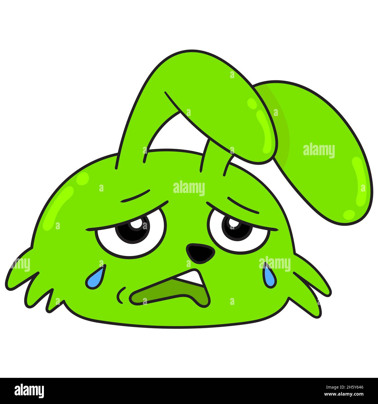 green rabbit head is sad crying tears Stock Vector Image & Art - Alamy