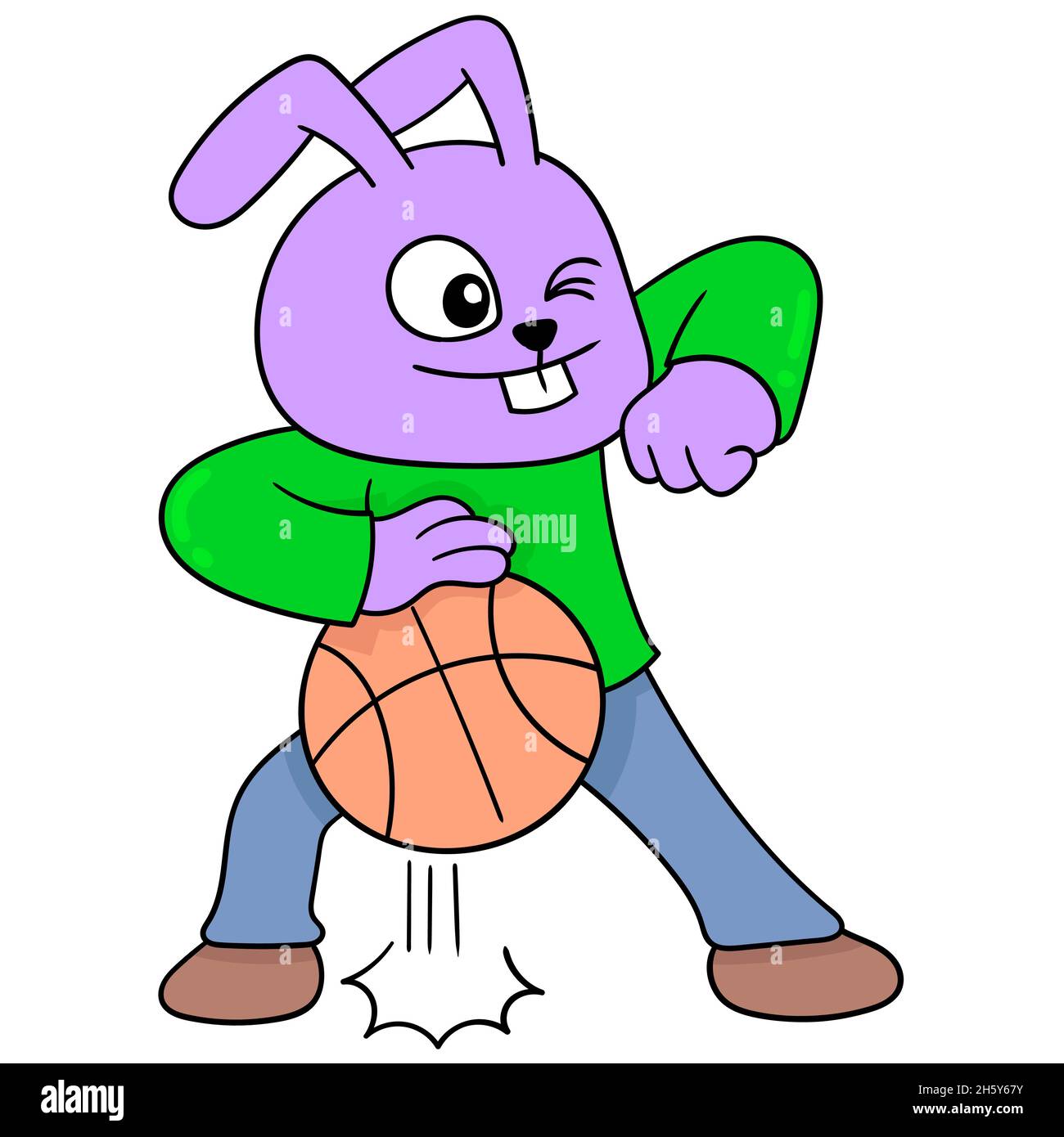 bunny boy playing basketball dribbling Stock Vector Image & Art - Alamy
