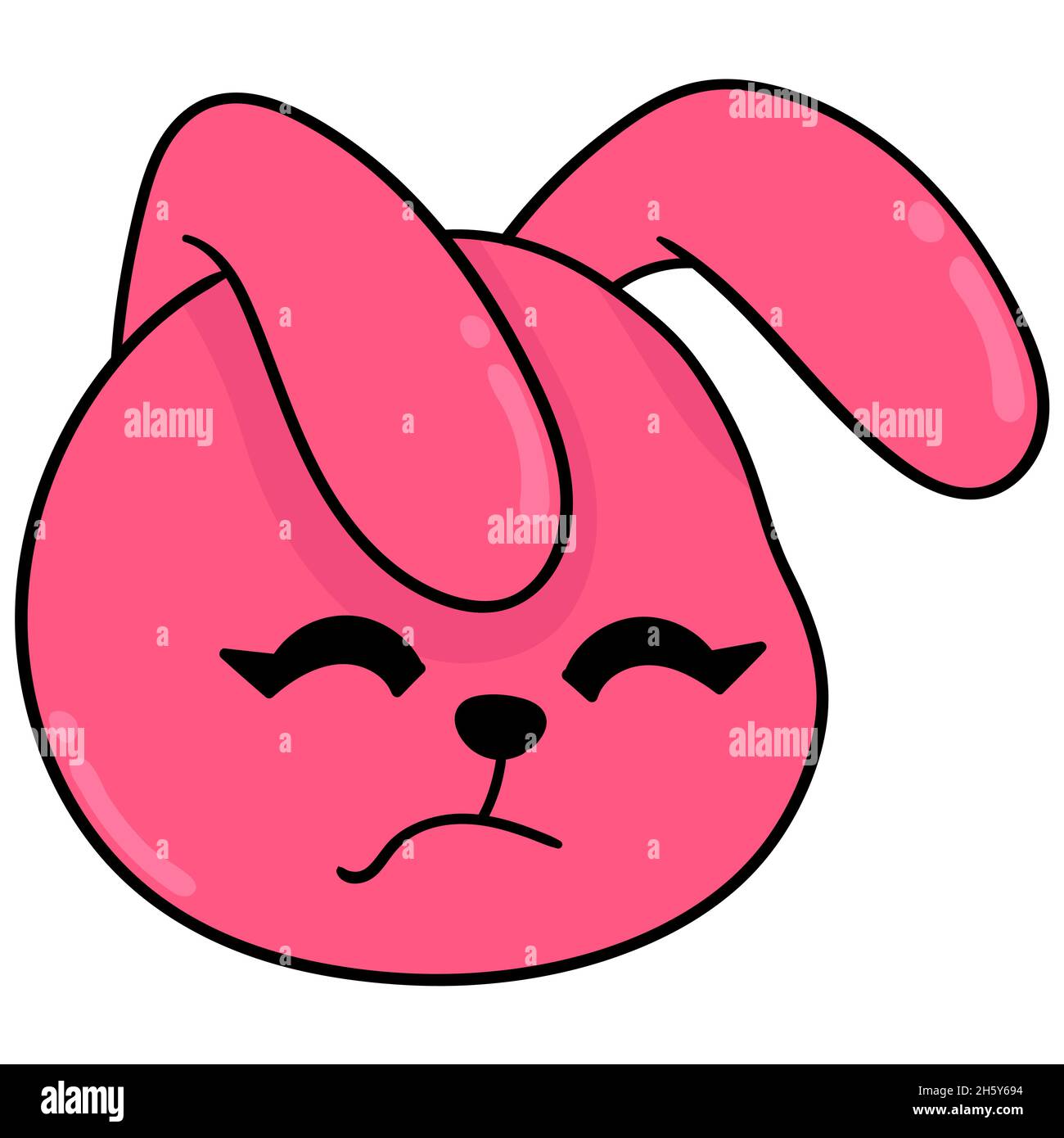 the head of a pink rabbit with a tired face sleeping Stock Vector Image ...